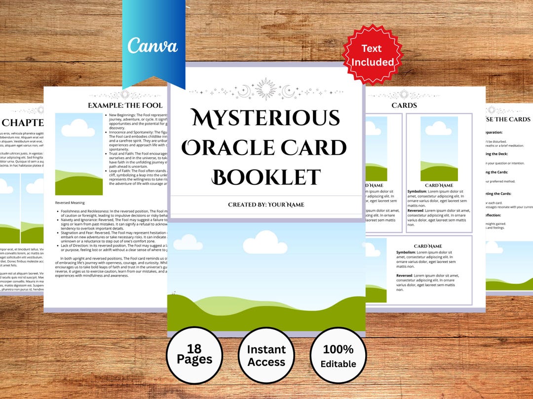 Customizable Oracle Card Guidebook Template | Canva 18-page Blank PLR ...