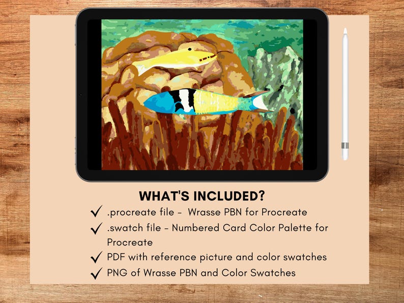 Procreate Paint by Number Wrasse | Procreate File With Color Swatches ...