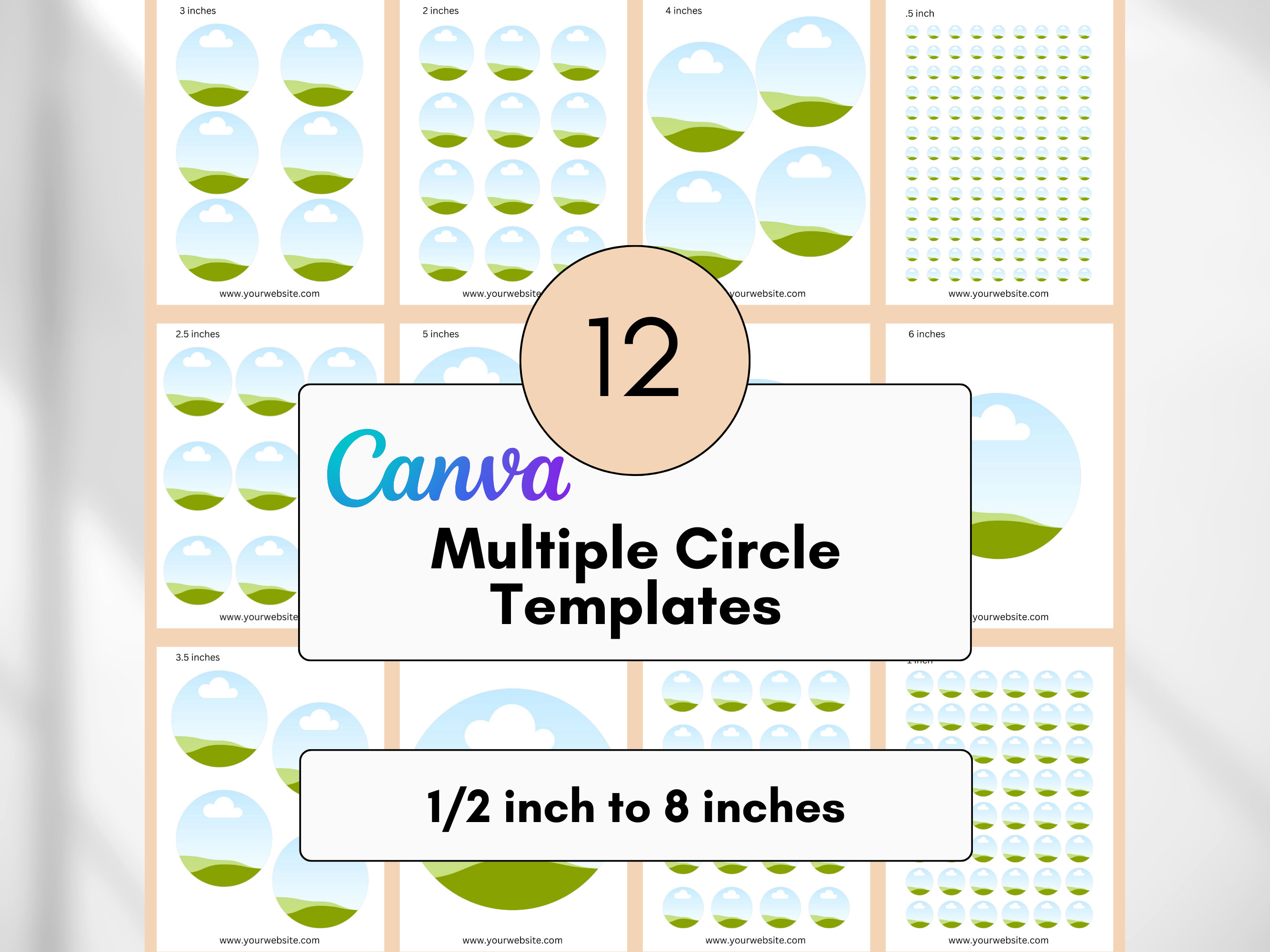 Round Stickers Canva Templates, Editable Circle Card Templates ...