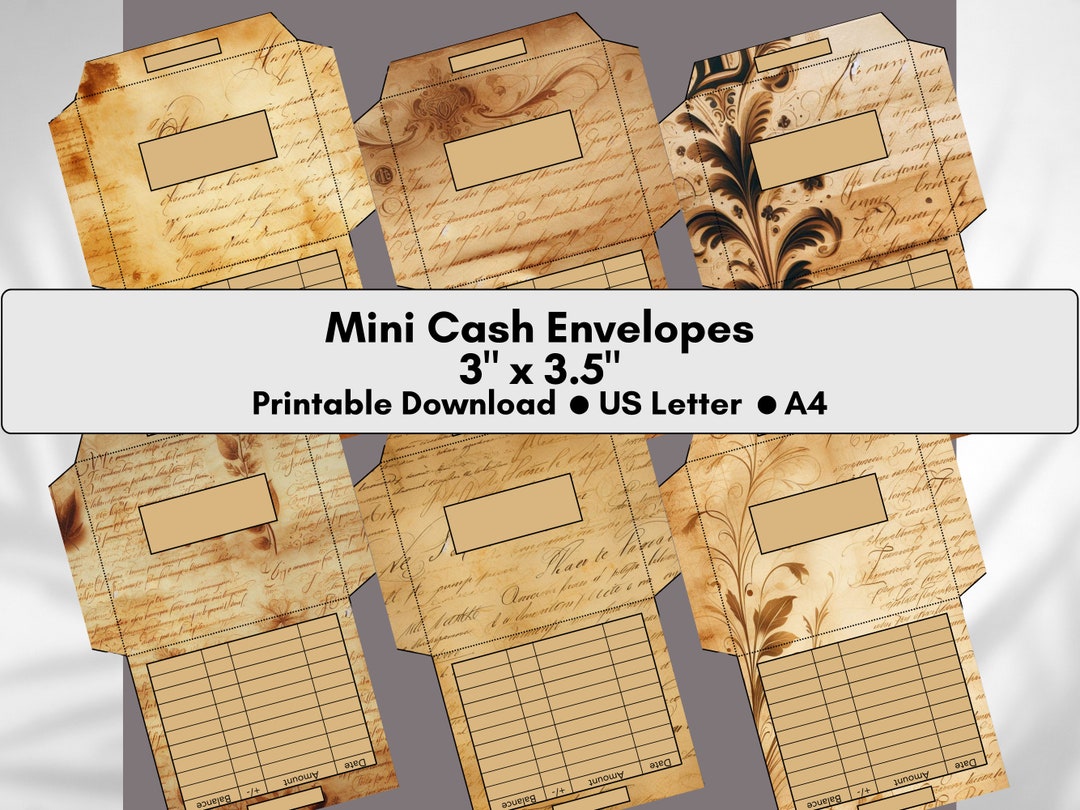 Vintage Paper Mini Cash Envelope Printable, Cash Envelope System ...