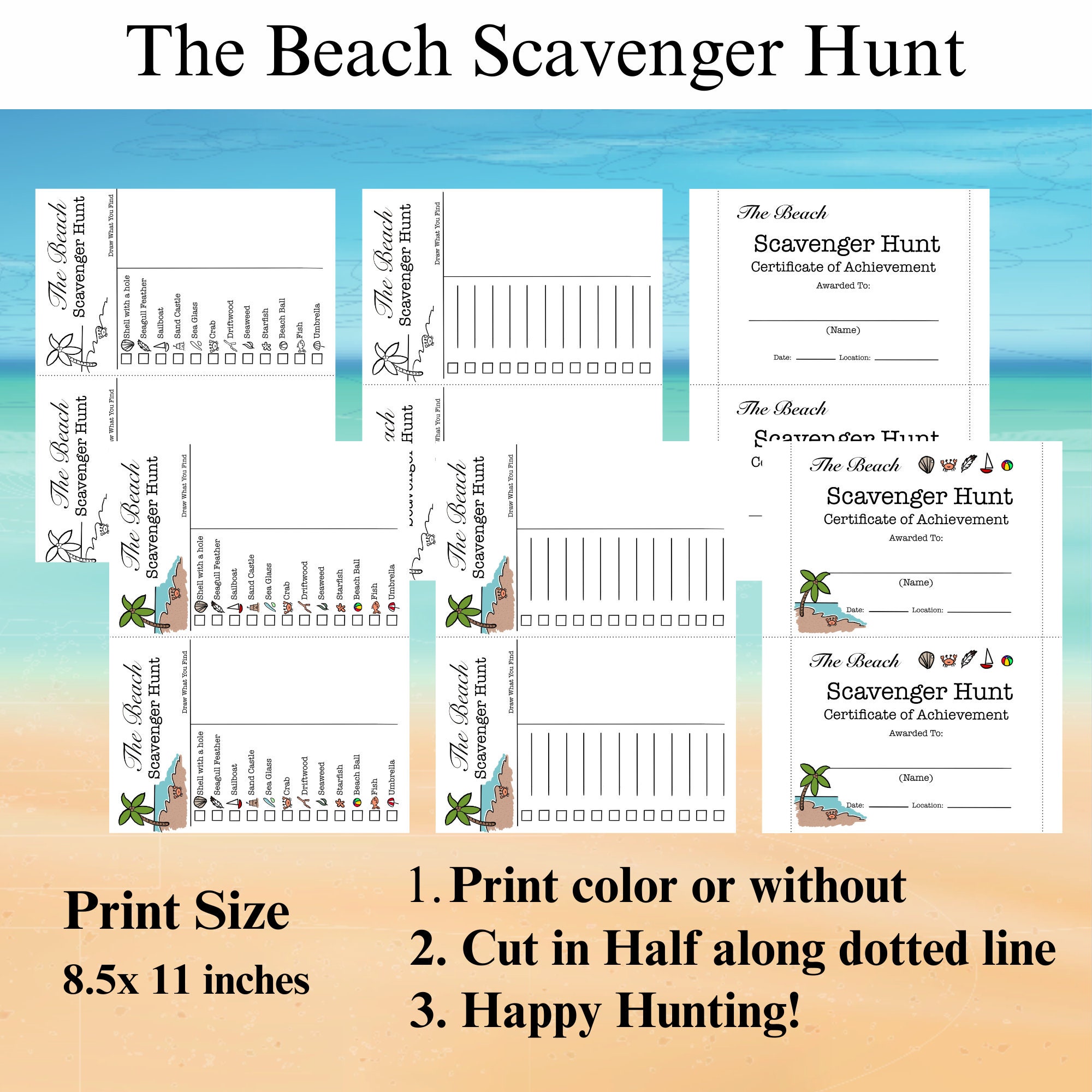 Printable Beach Scavenger Hunt for Kids - Etsy