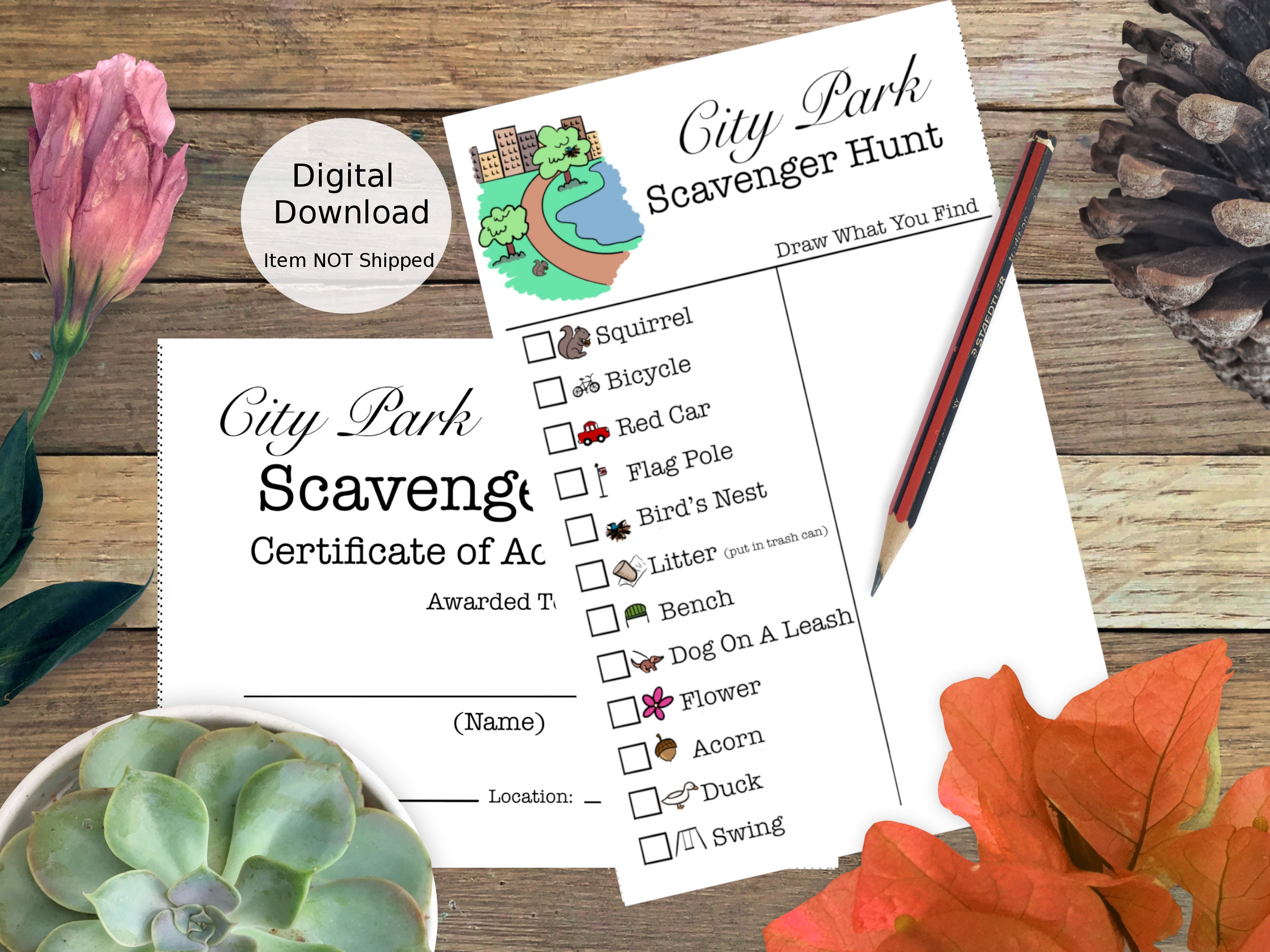City Park Scavenger Hunt Printable, Discovery and Explore Activities ...