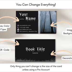 Customizable Thriller Horror Business Card Template With QR Code, 3.5x2 ...