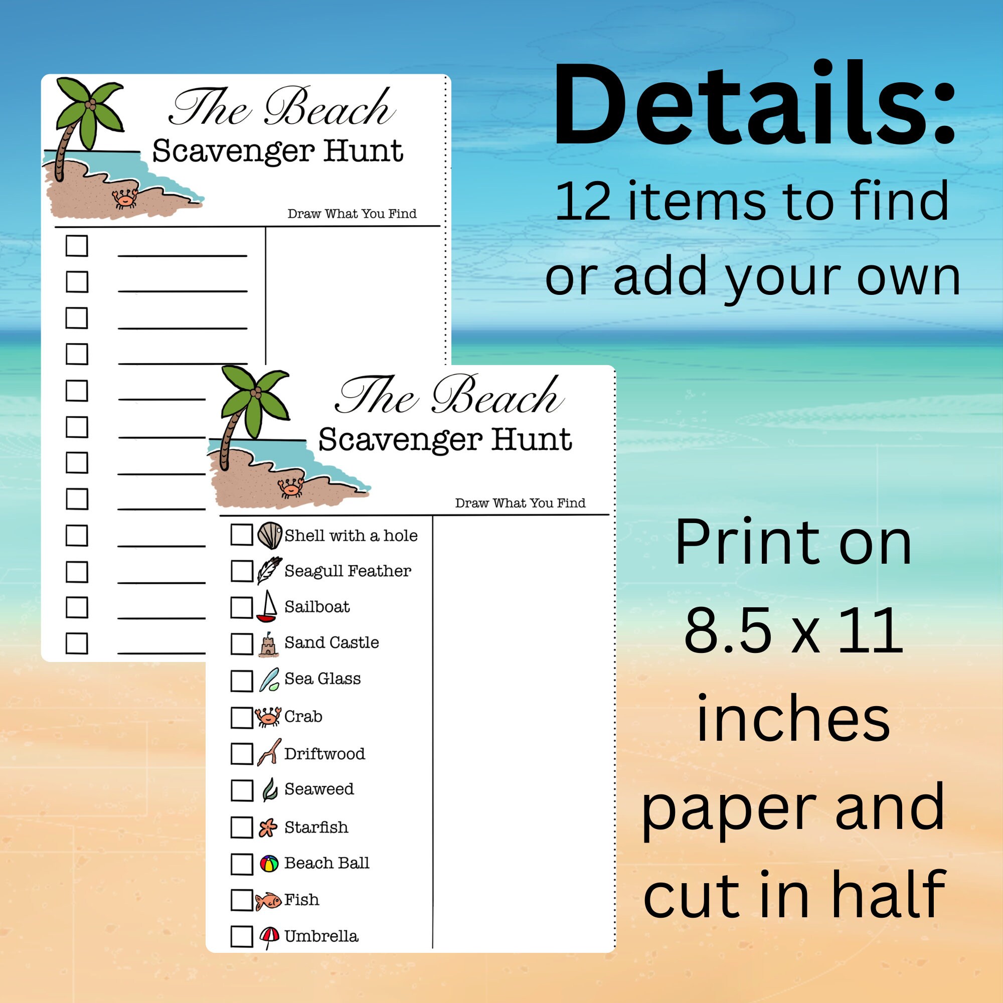 Printable Beach Scavenger Hunt for Kids - Etsy