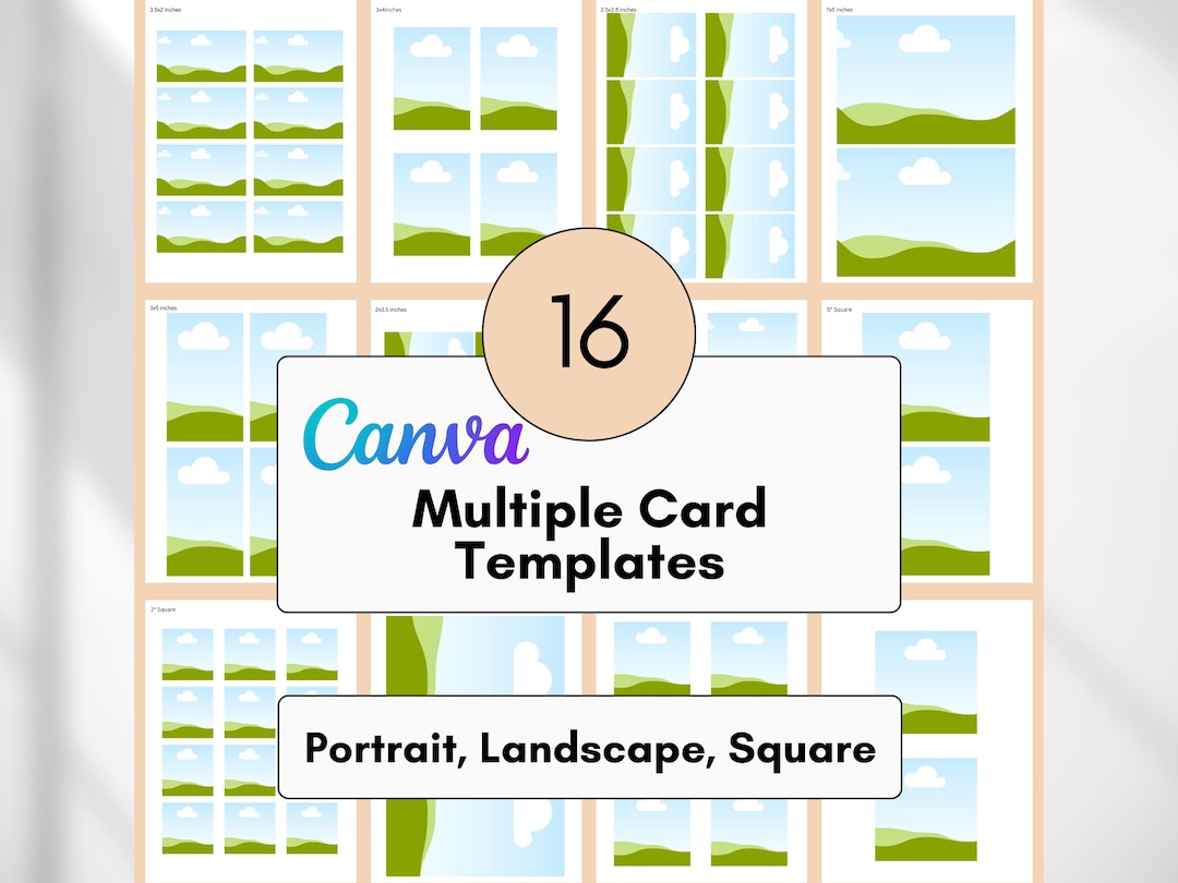 Canva Drag and Drop Multiple Card Template, Editable Blank Templates ...