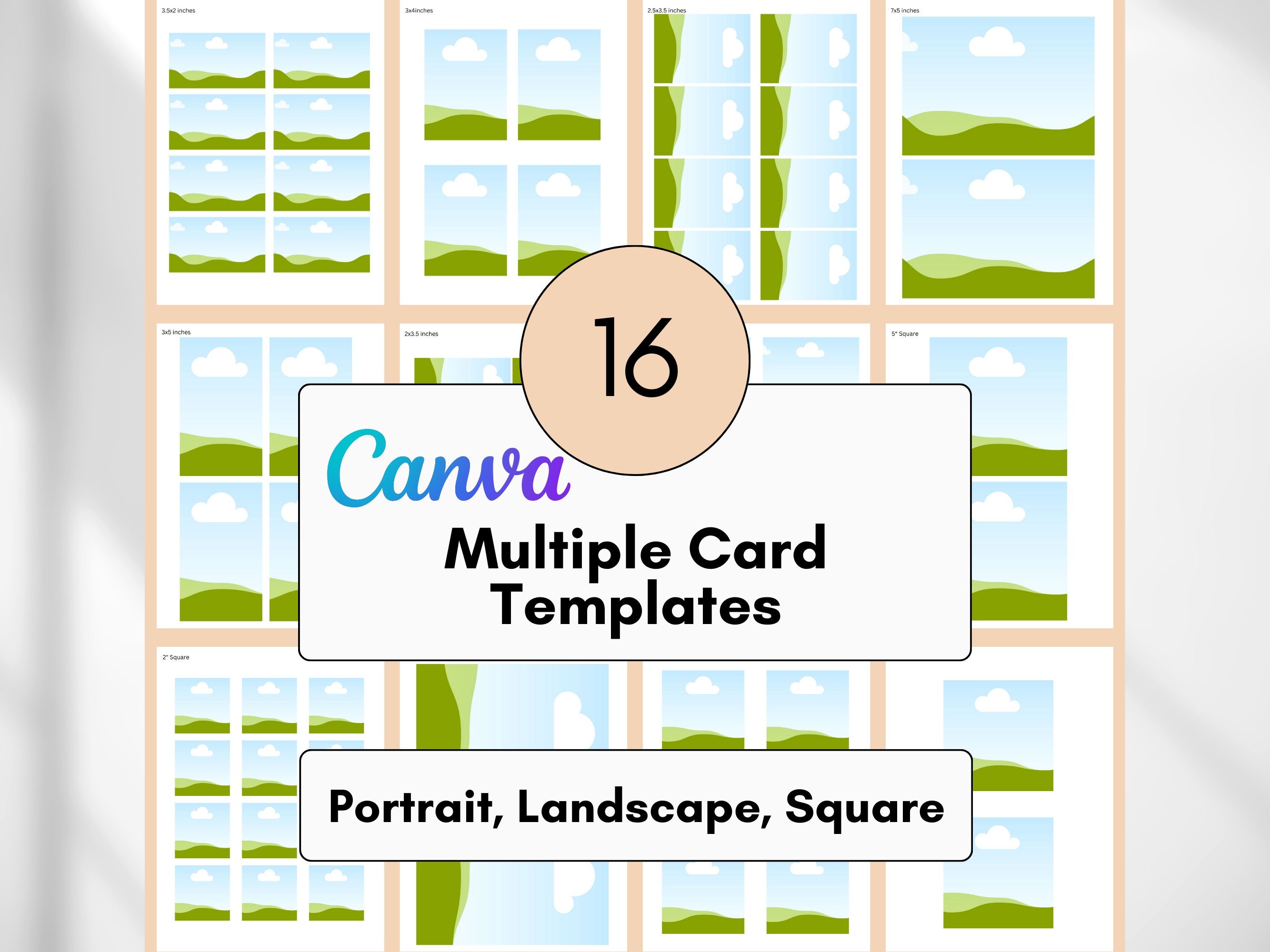 Canva Drag and Drop Multiple Card Template, Editable Blank Templates ...