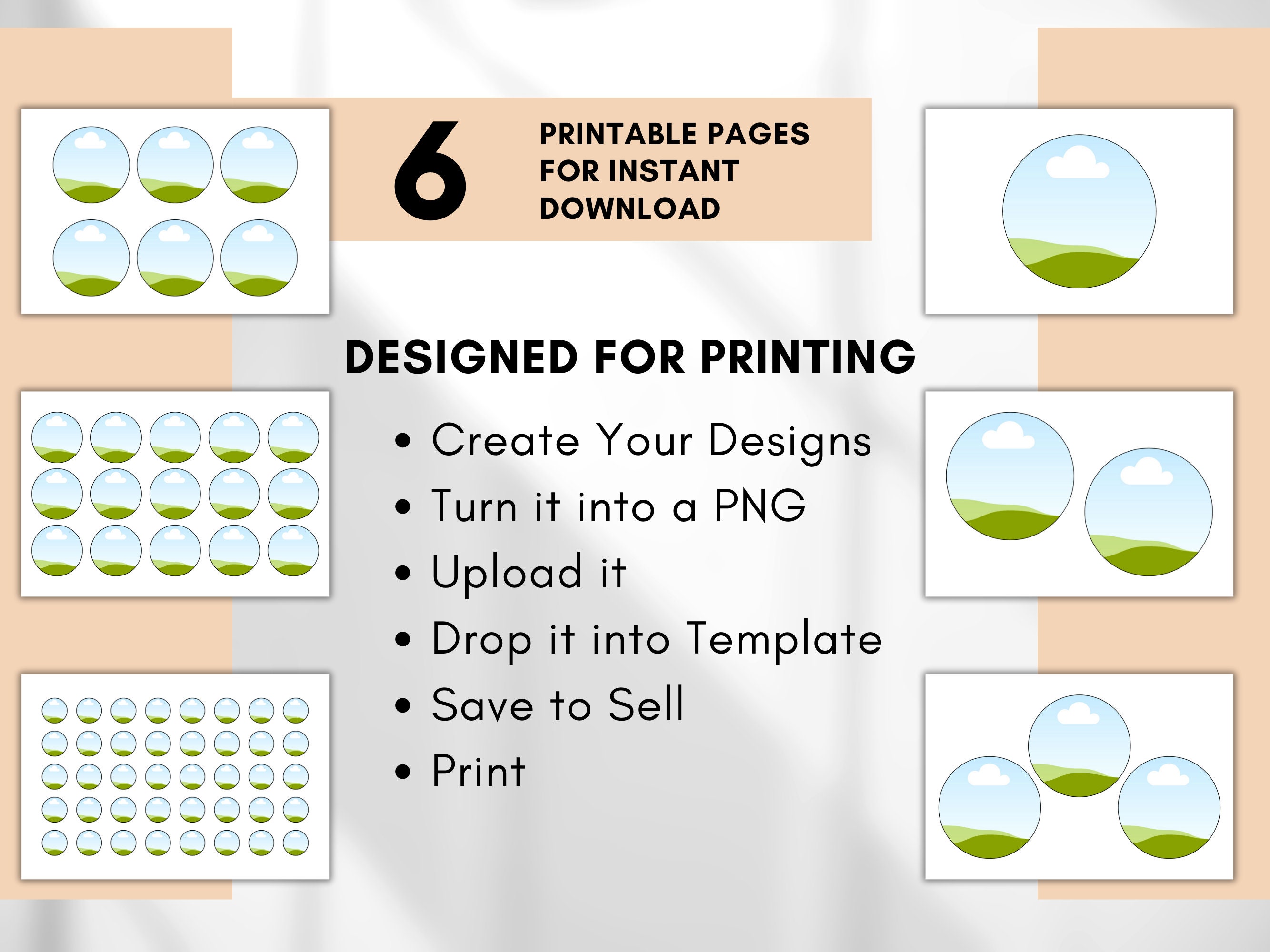 Canva Drag and Drop Circle Template, 6x4 Inches Sheet, Editable Blank ...