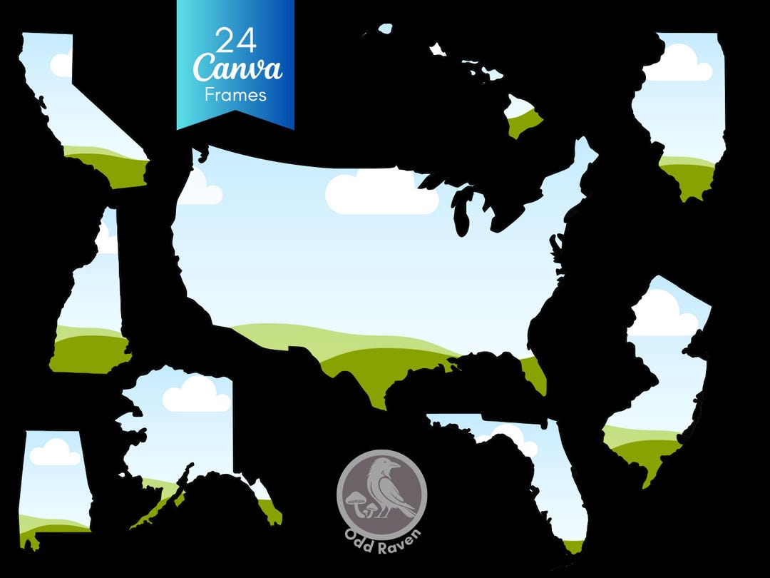 US State Map Frames Canva Template | DIY Teacher Gifts (digital ...