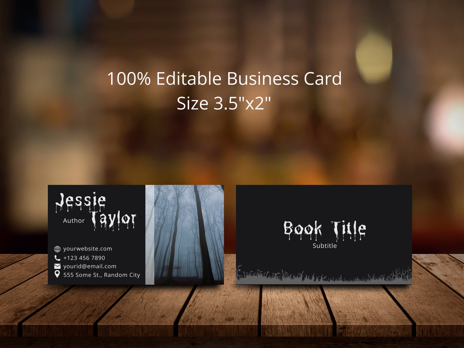 Customizable Thriller Horror Business Card Template With QR Code, 3.5x2 ...