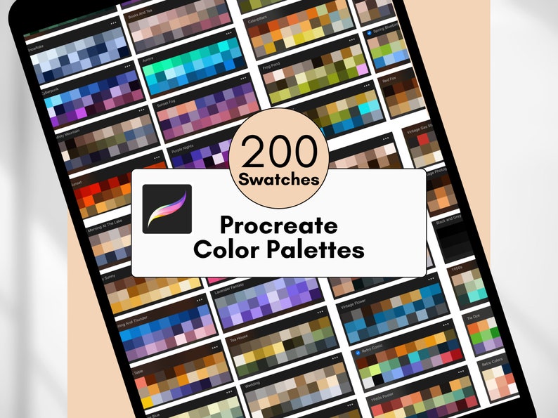 Procreate Color Palettes, 200 Swatches, Instant Download, iPad ...
