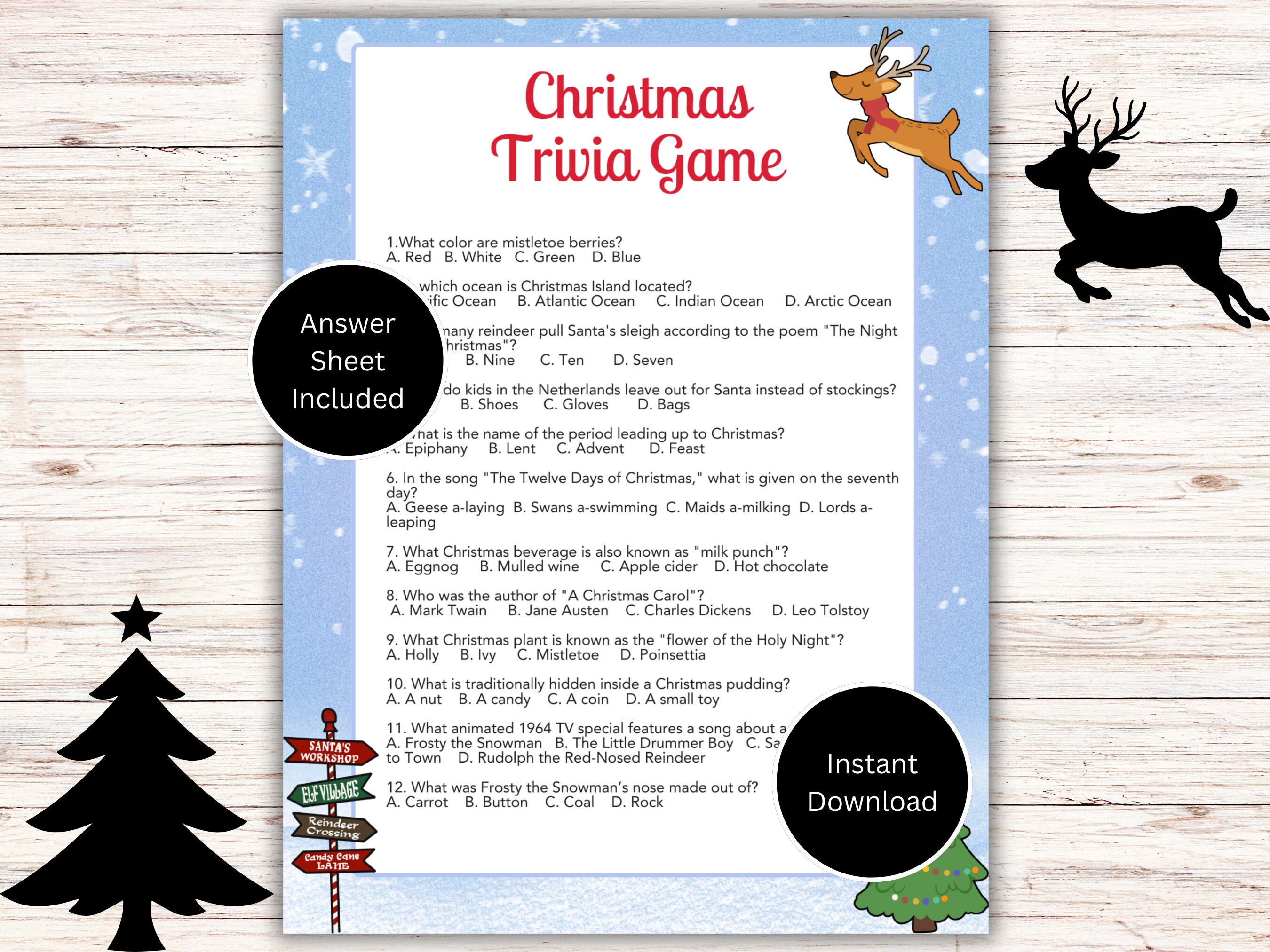 Christmas Trivia Game Printable: Fun Party Activity, Family Friendly ...
