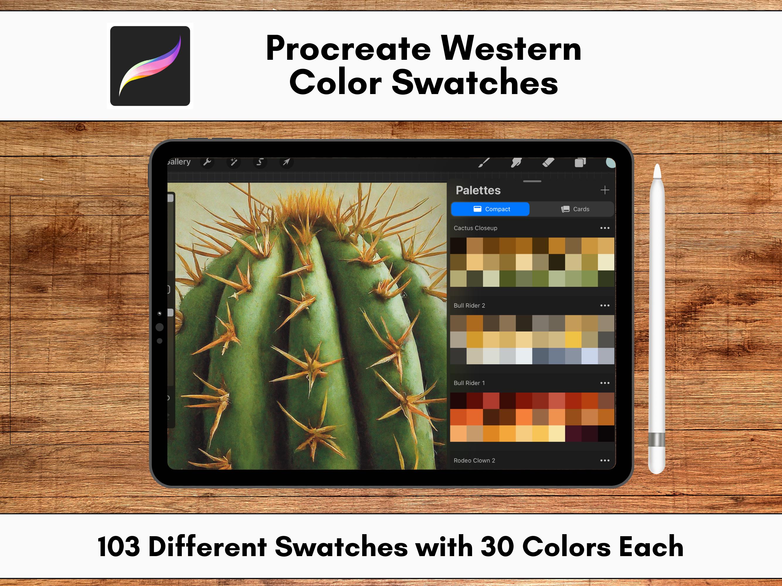 Western Color Palettes for Procreate: 103 Digital Swatches - Instant ...