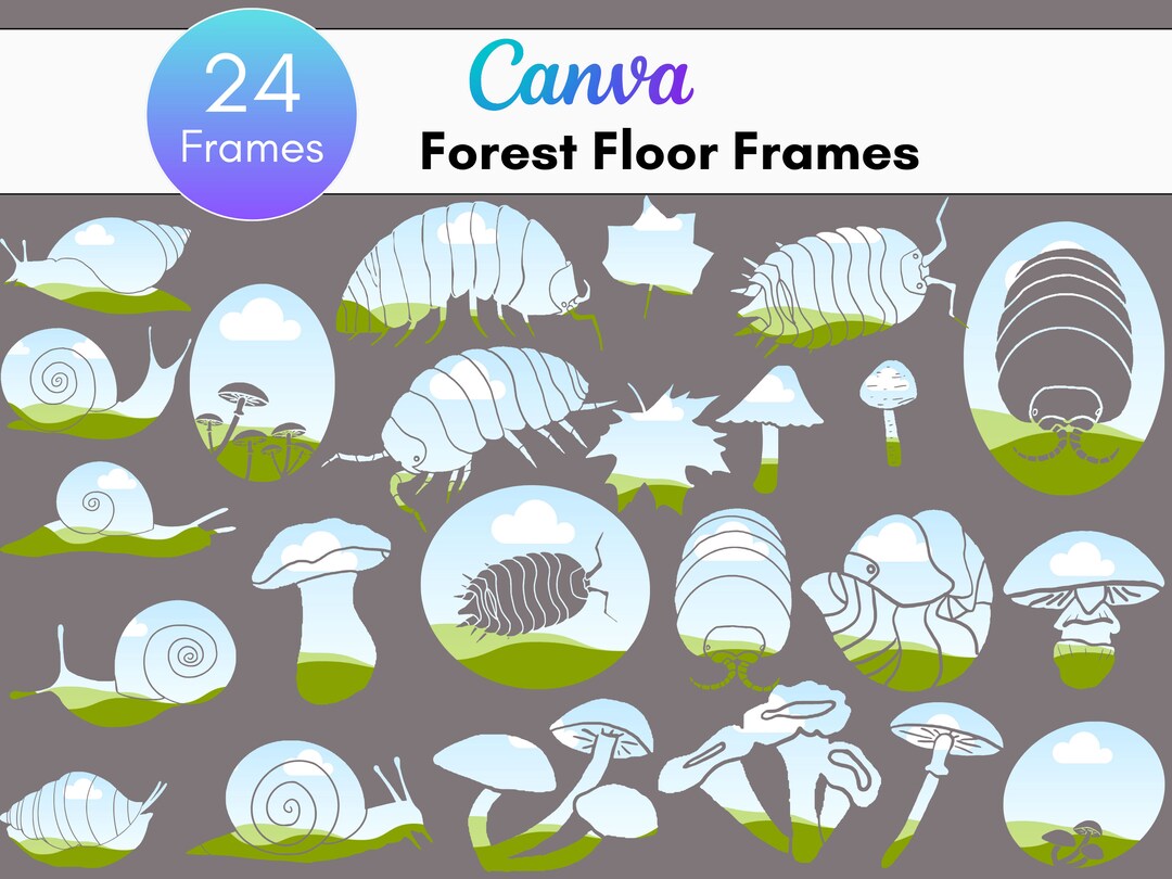 Isopode Canva Frame Snail Roly-poly Mushroom Leaf Frame for Canva Frame ...