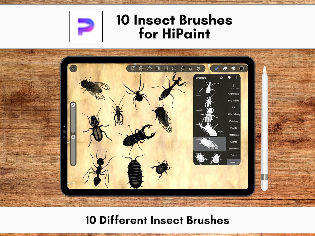 Hipaint Insect Brush Pack: 10 Nature Stamps + Color Palette | Digital ...
