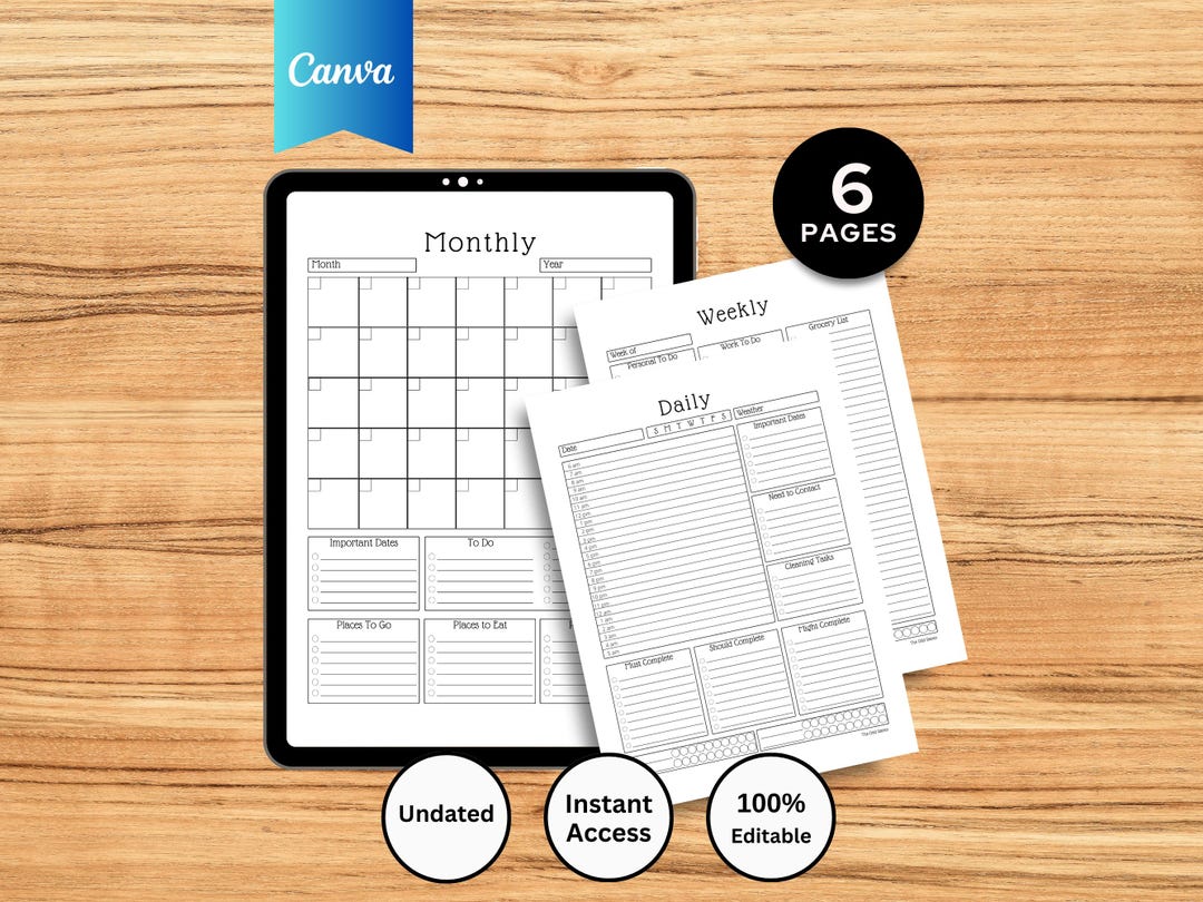 Minimalist Planner Pages | Undated Daily, Weekly, Monthly Layouts ...