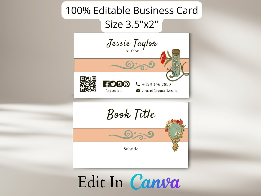 Fantasy Business Card Canva Template, 100% Editable, 3.5x2 Inches, QR ...