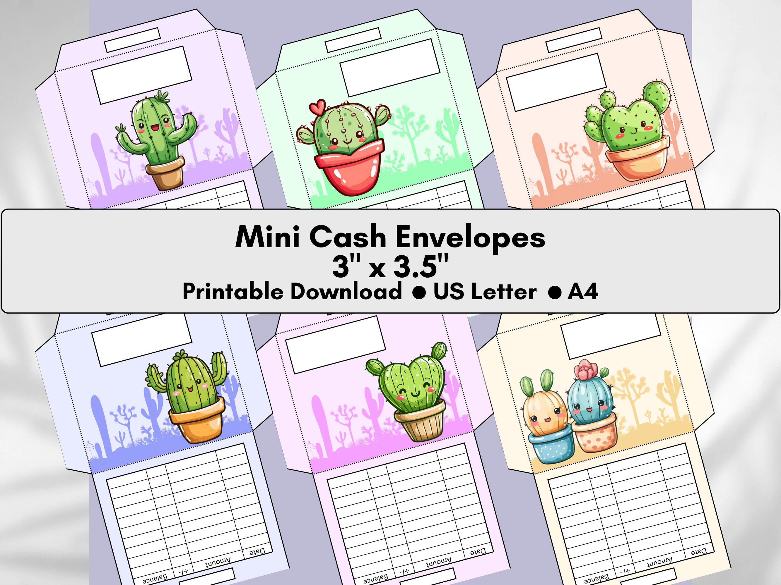 Cactus Mini Cash Envelope Printable, Cash Envelope System, Budget ...