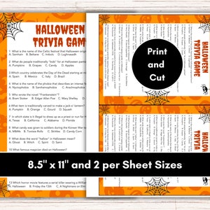 Halloween Trivia Game Printable: Fun & Spooky Party Activity, Family ...