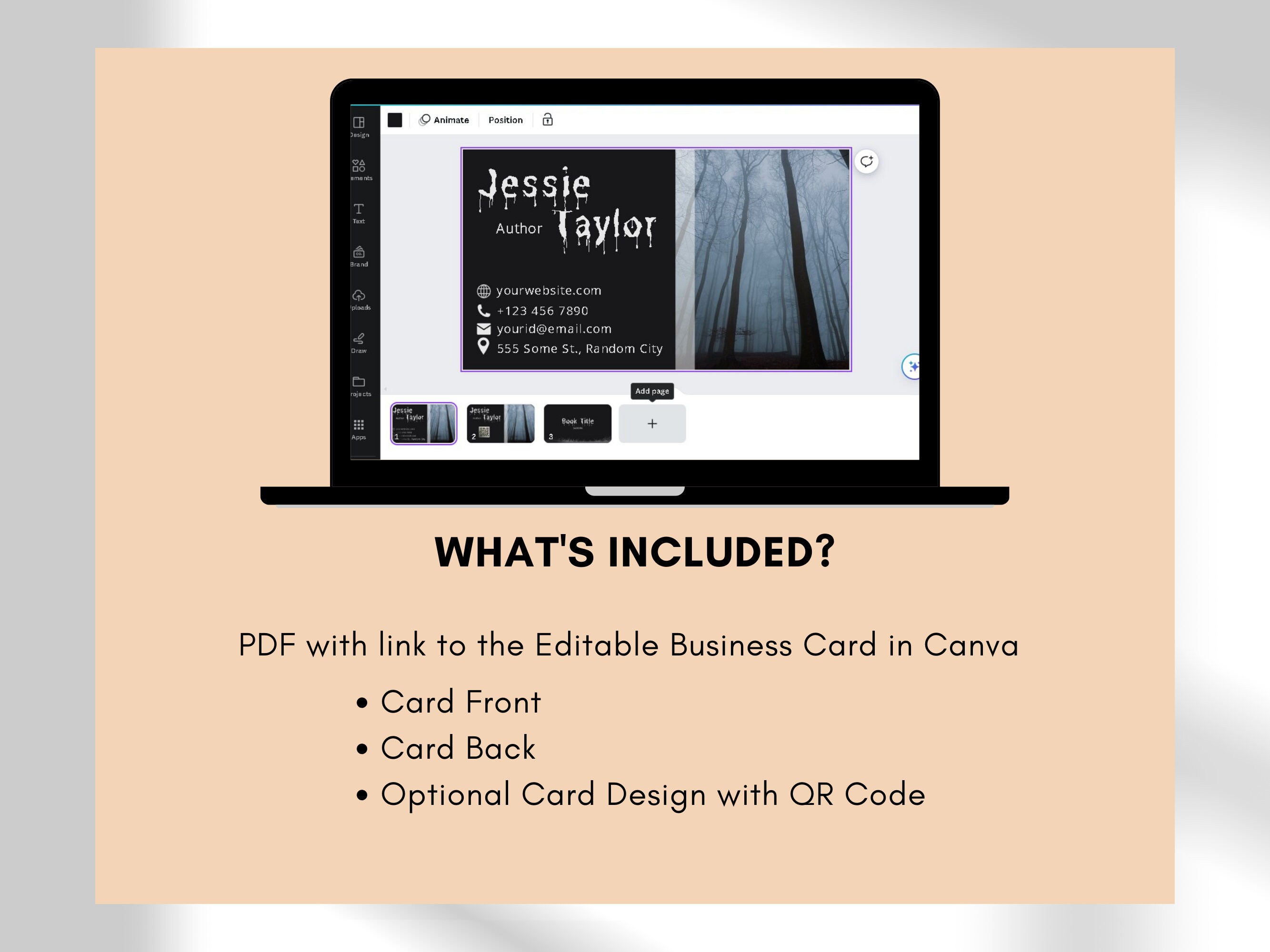 Customizable Thriller Horror Business Card Template With QR Code, 3.5x2 ...