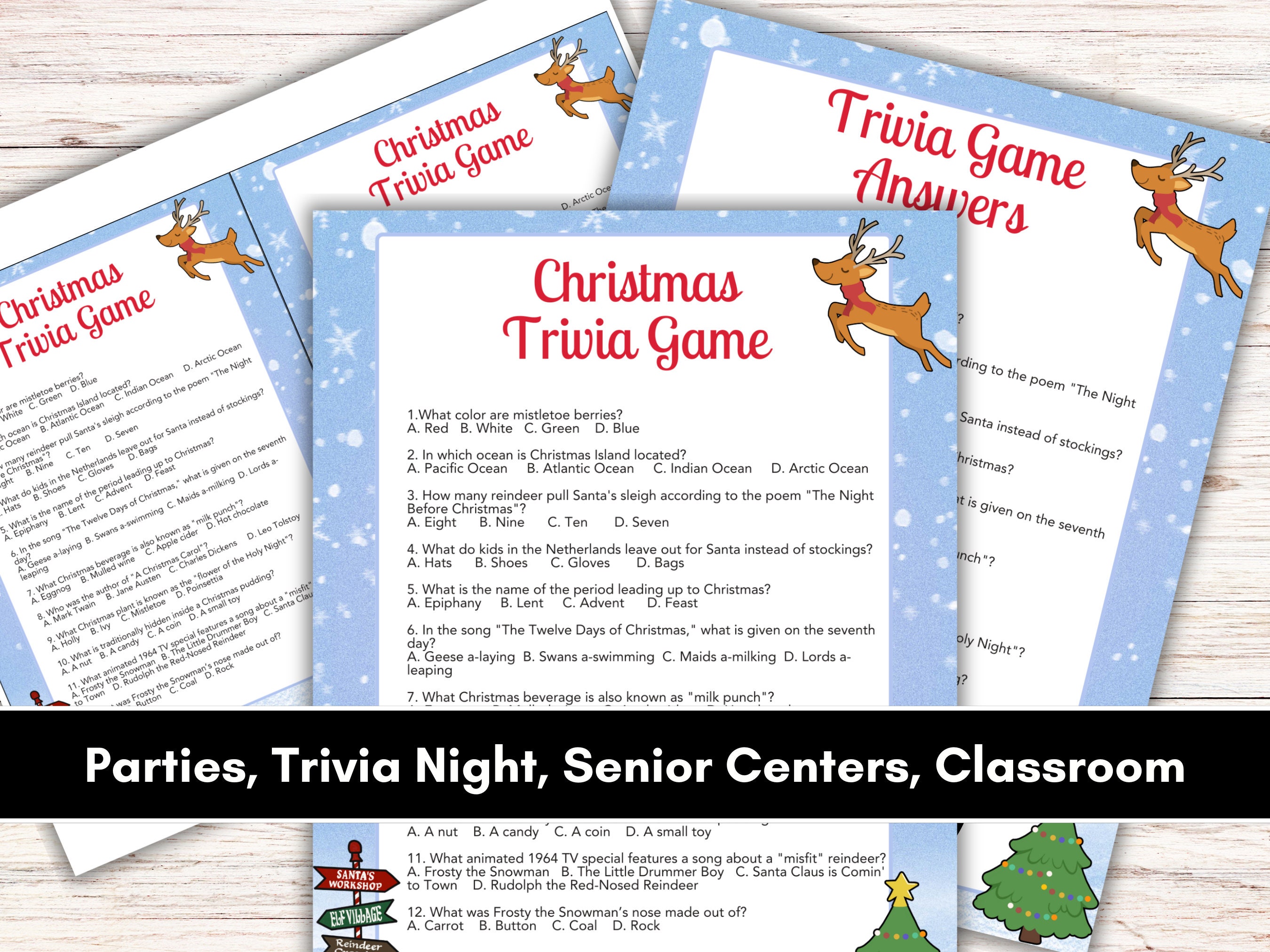 Christmas Trivia Game Printable: Fun Party Activity, Family Friendly ...