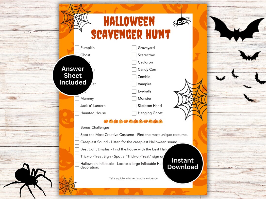Halloween Scavenger Hunt Printable | Fun Family Activity | Checklist ...