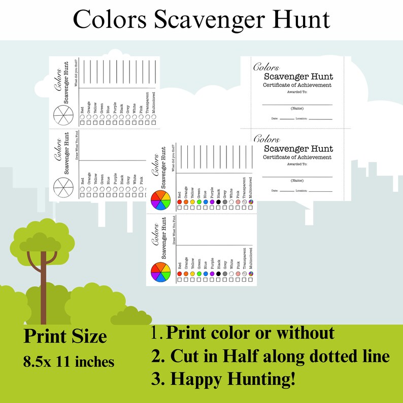 Color Scavenger Hunt Printable, Discovery and Explore Activities ...