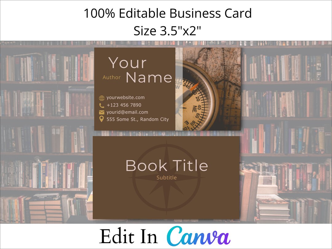 Adventure Business Card Canva Template, 3.5x2 Inches, 100% Editable ...