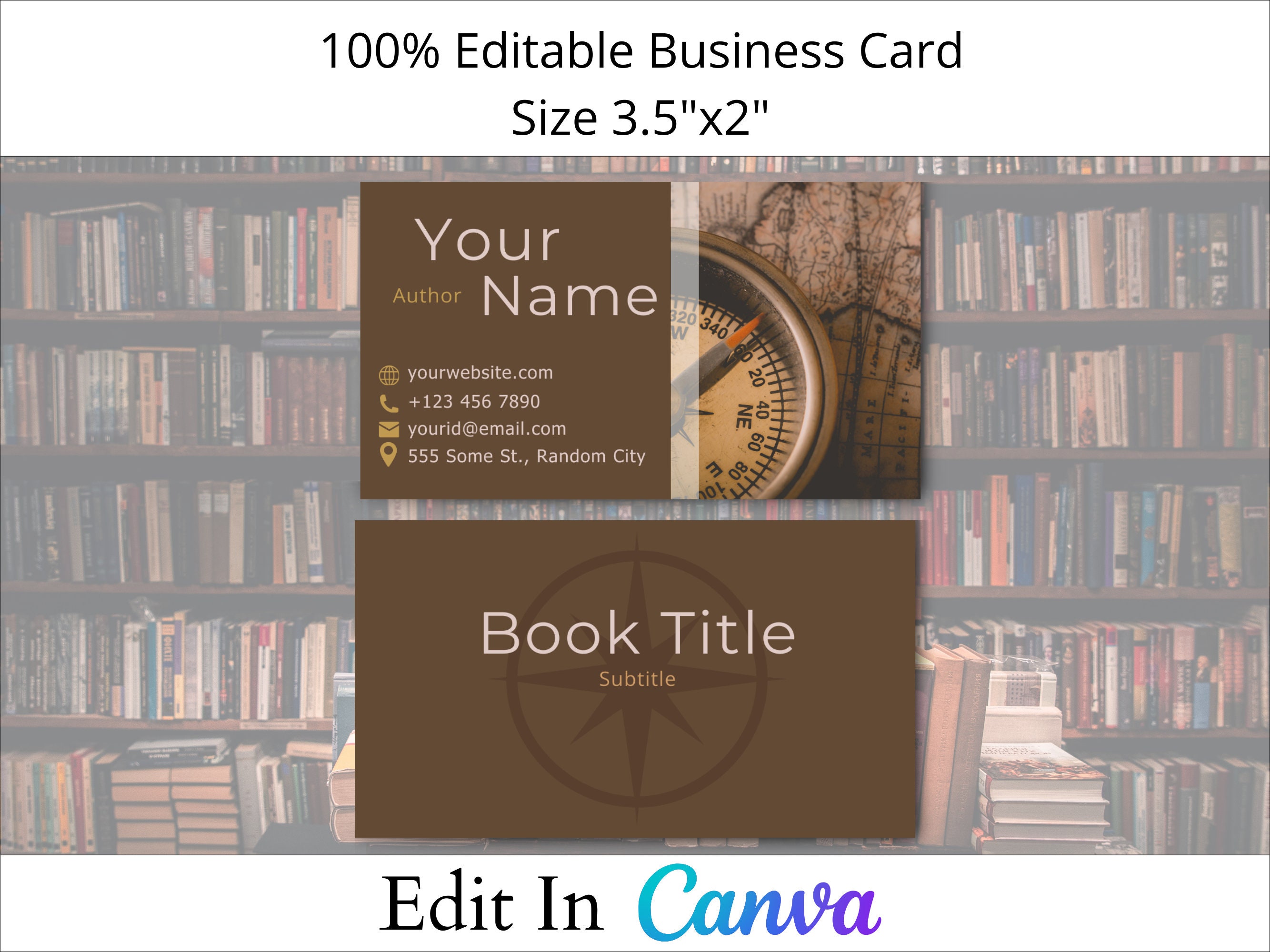 Adventure Business Card Canva Template, 3.5x2 Inches, 100% Editable ...