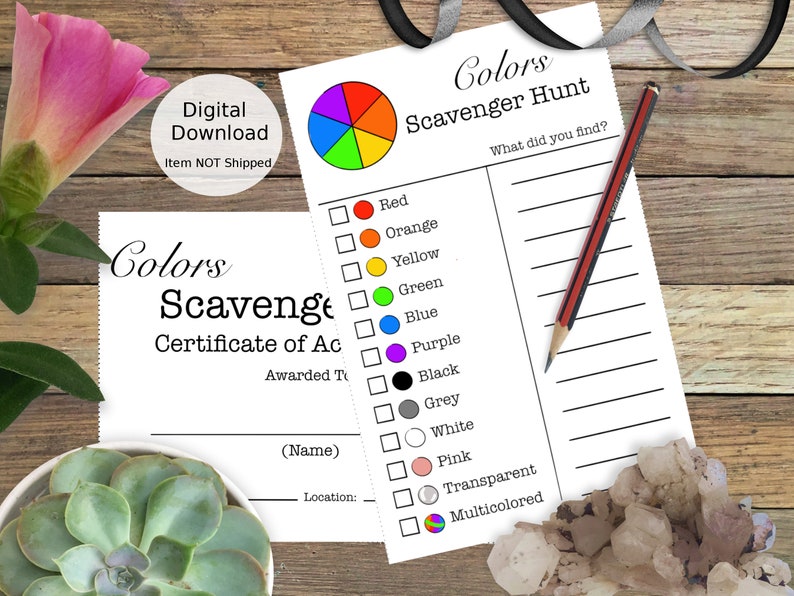 Color Scavenger Hunt Printable, Discovery and Explore Activities ...