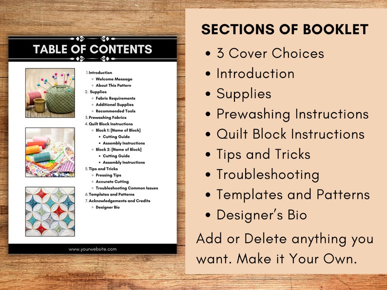 Editable Quilt Block Booklet Template, Canva Drag and Drop, Custom ...