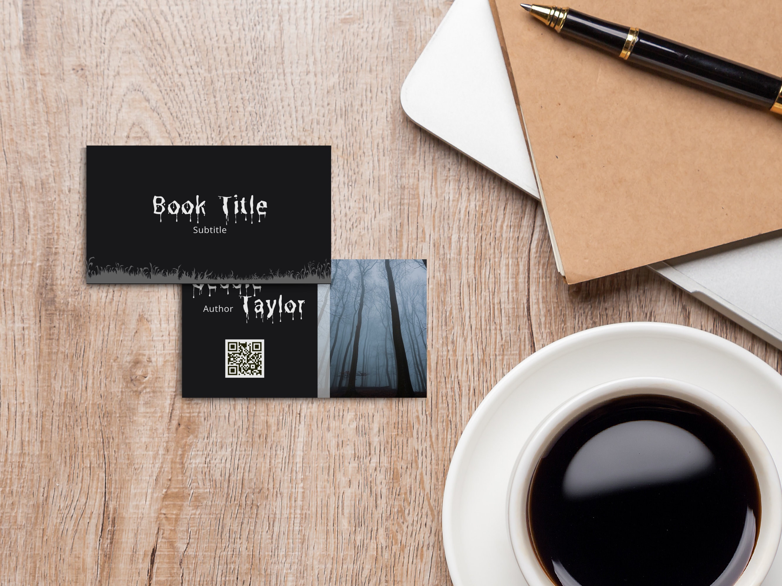 Customizable Thriller Horror Business Card Template With QR Code, 3.5x2 ...