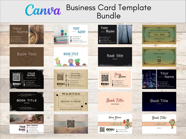 Professional Author Business Card Template Bundle 10 Cards Fully ...