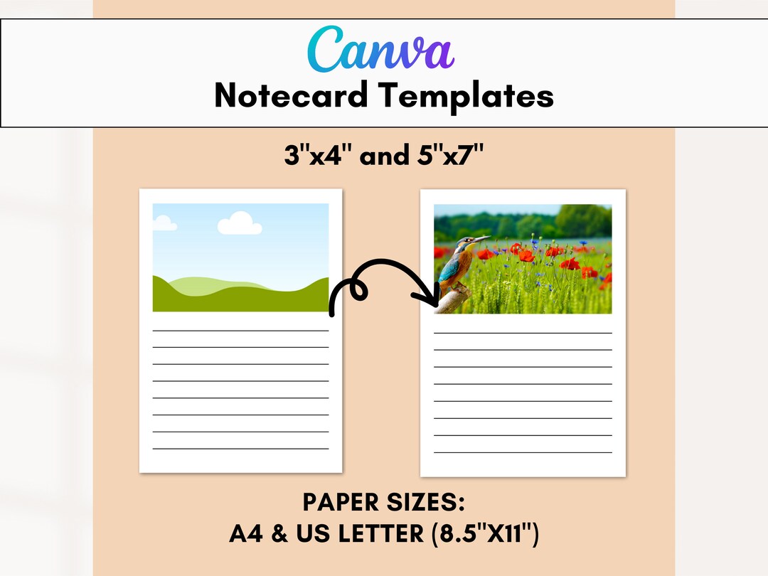 Canva Notecard Templates: 5x7 & 3x4 (digital Download) - Etsy