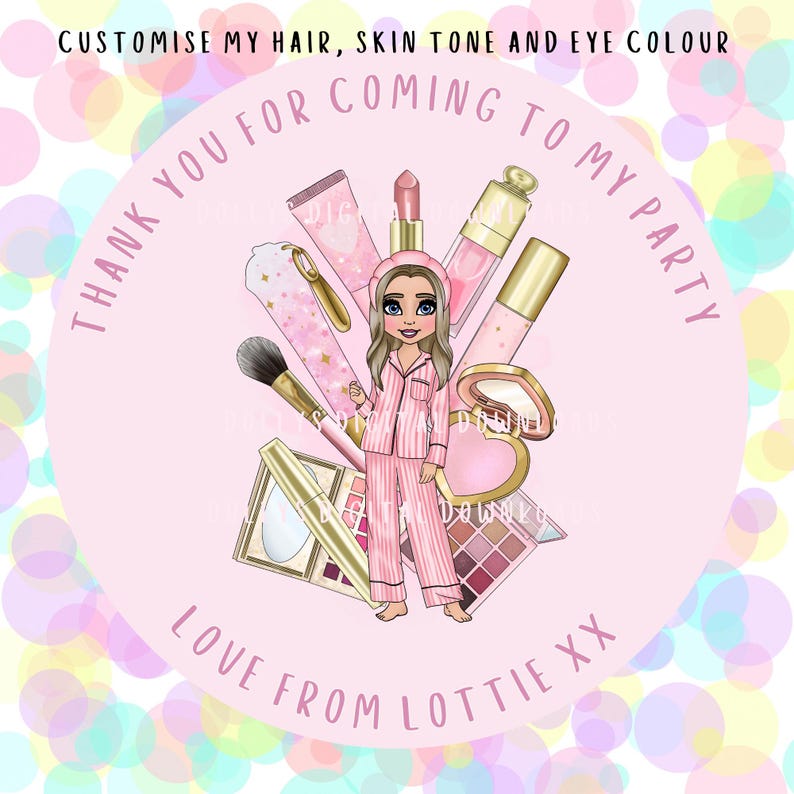 Make up Birthday Stickers, Teenager Party Bags, Girls Sleepover ...