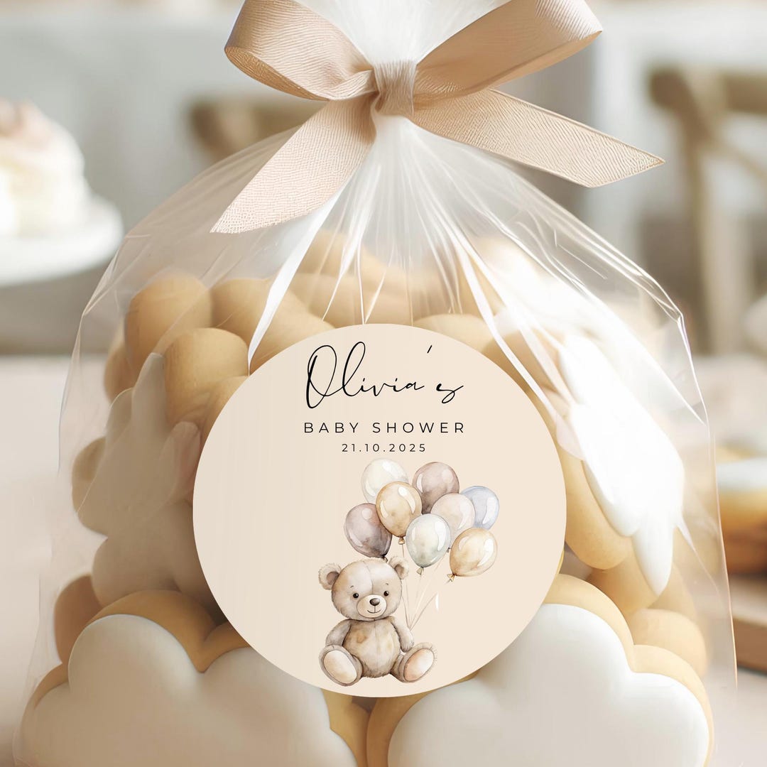 Baby Shower Stickers, Baby Shower Stickers Bear, Baby Shower Favour ...