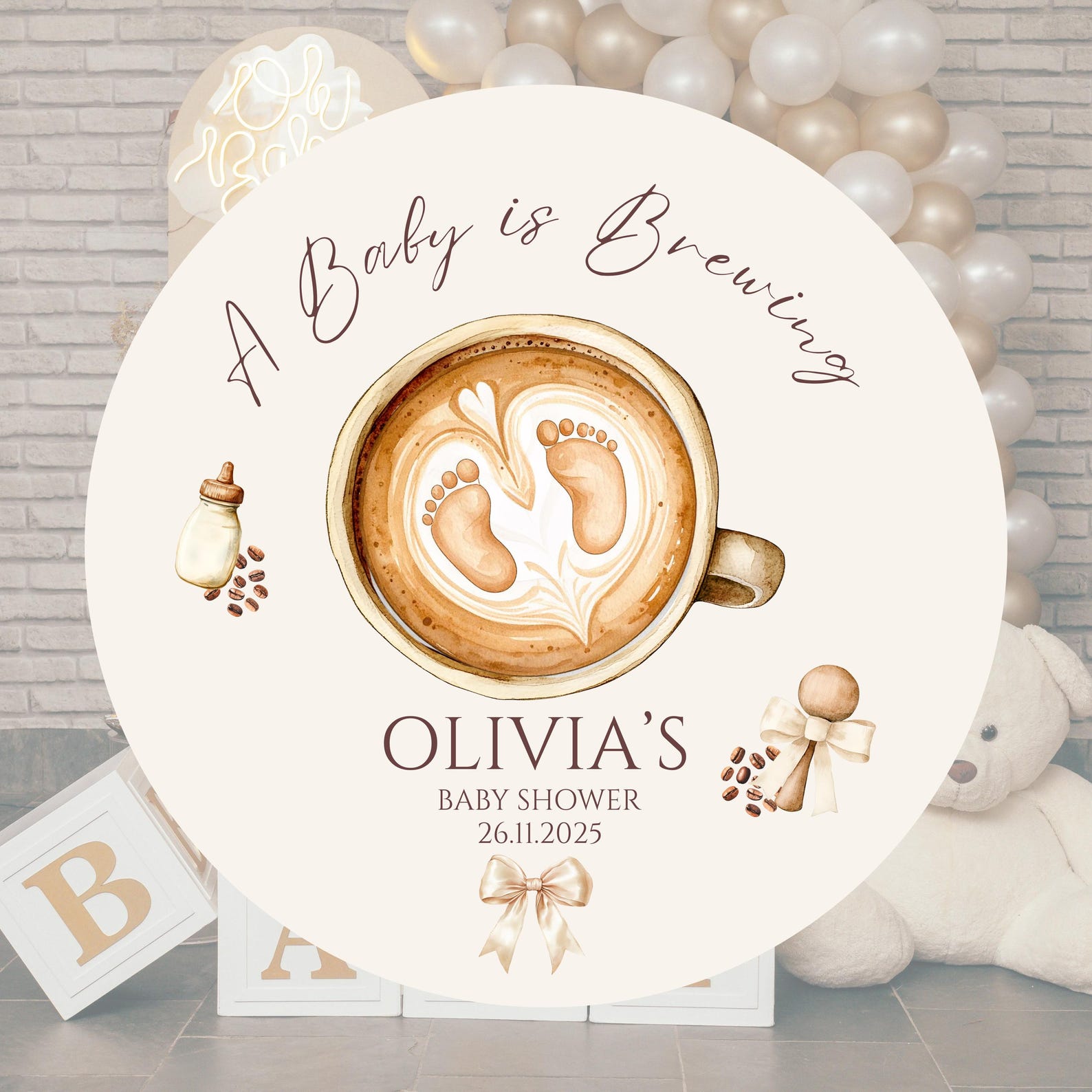 A Baby is Brewing Sticker, Baby Brewing Baby Shower Stickers, Baby ...