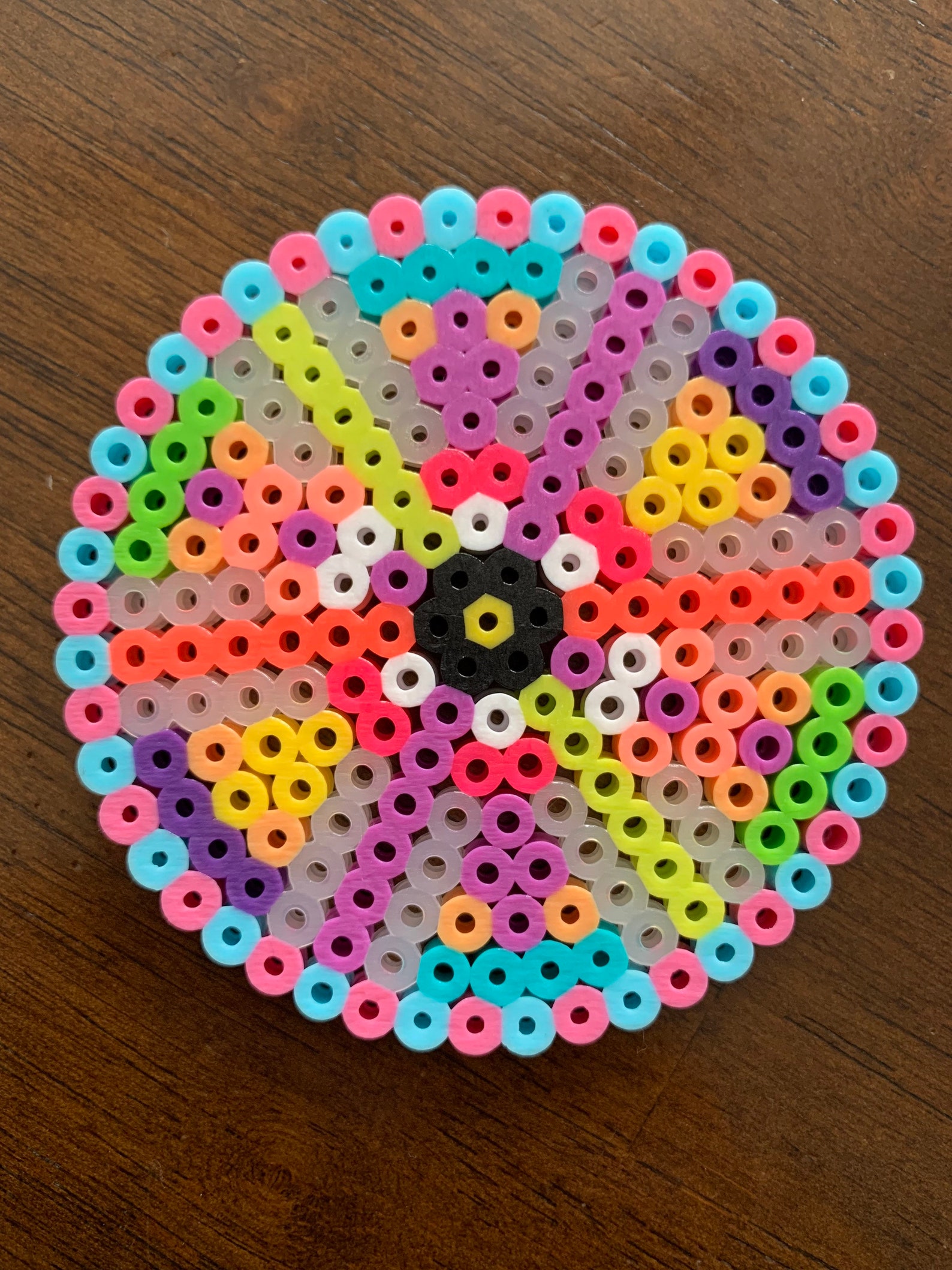 Multicolored Round Perler Bead Coaster - Etsy