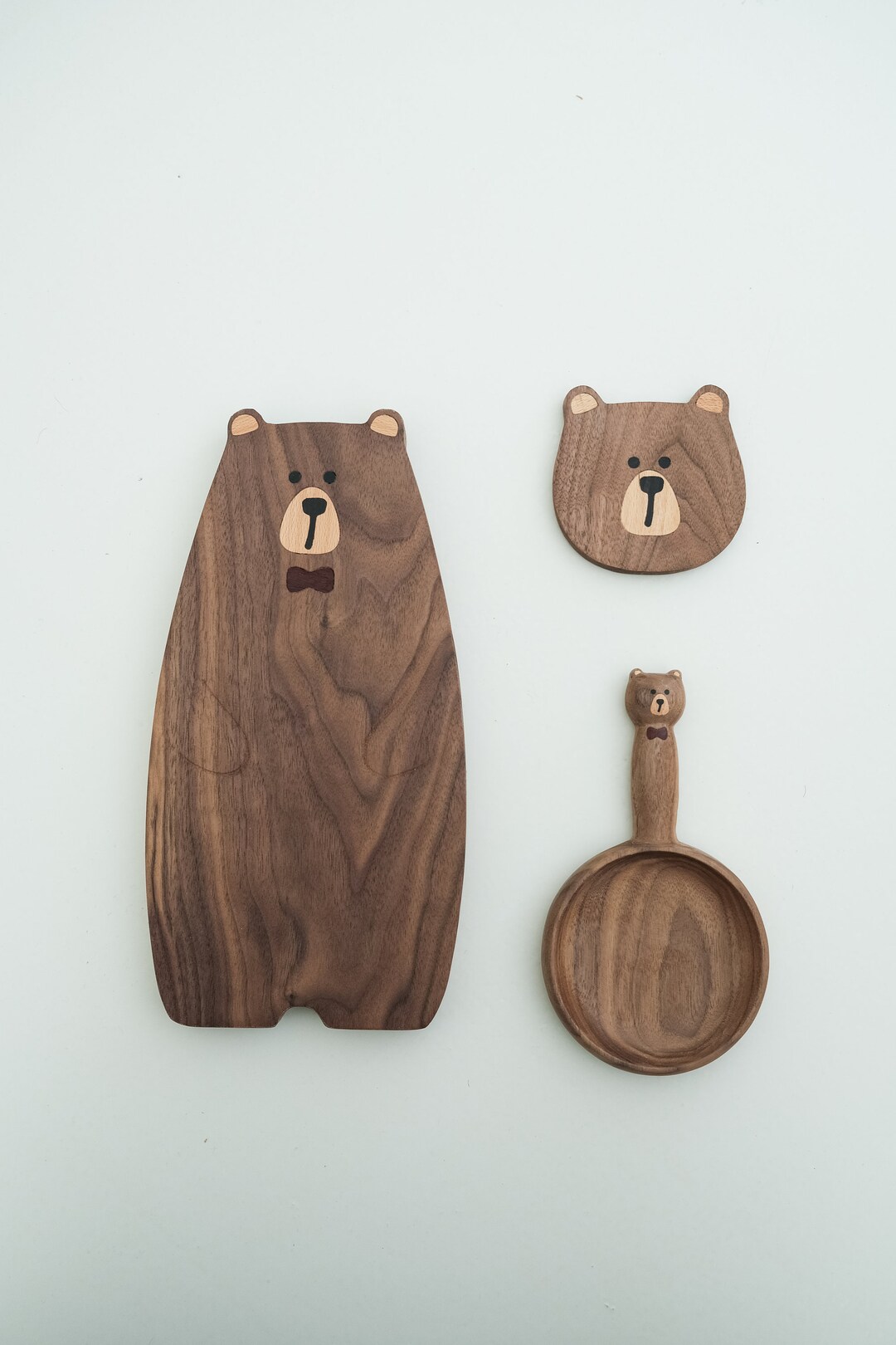Handmade Wooden Bear Tableware Set, Cute Cheese & Charcuterie Boards ...