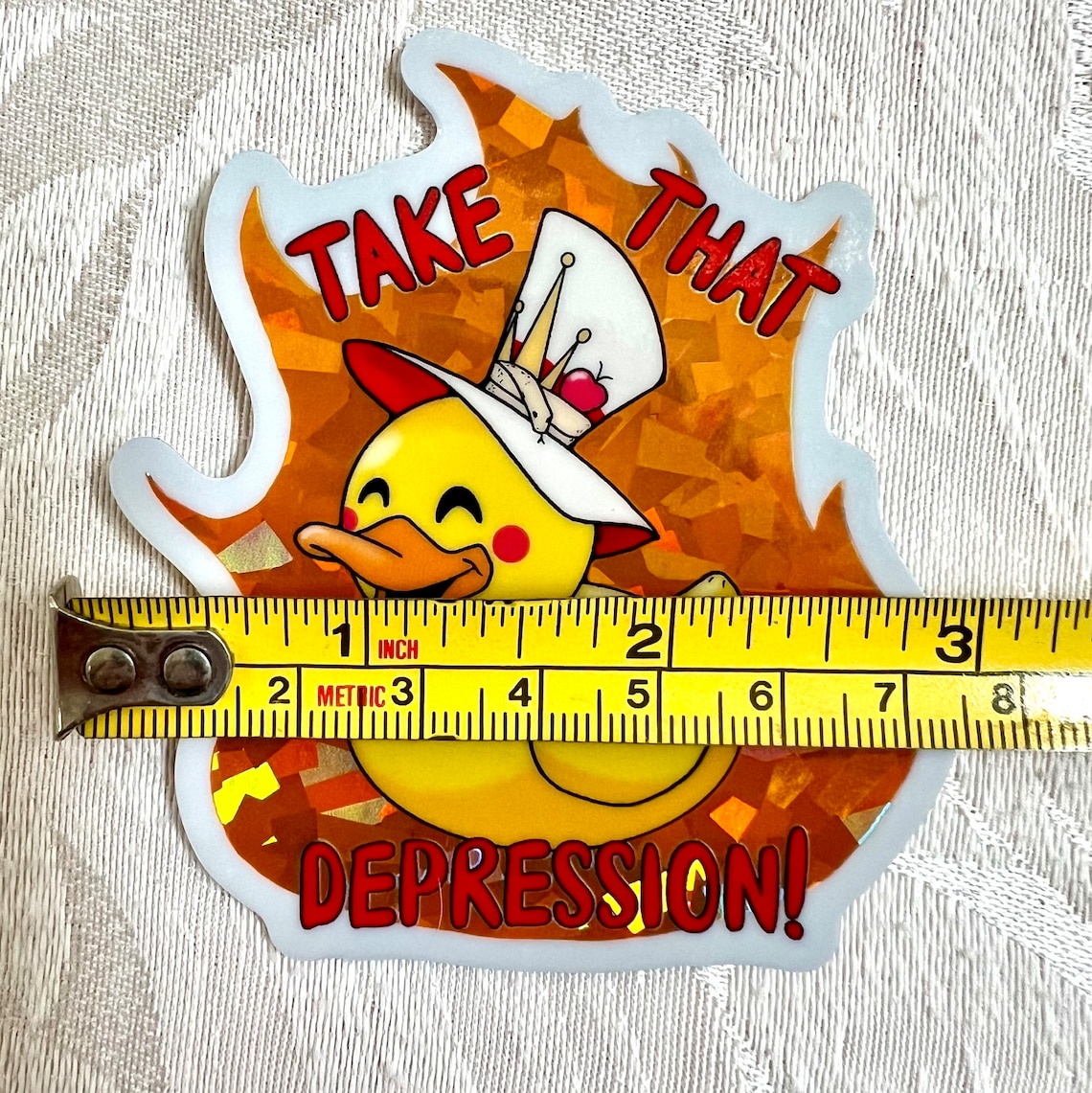 Buy Hazbin Hotel Lucifer Duck take That Depression Prismatic Sticker ...