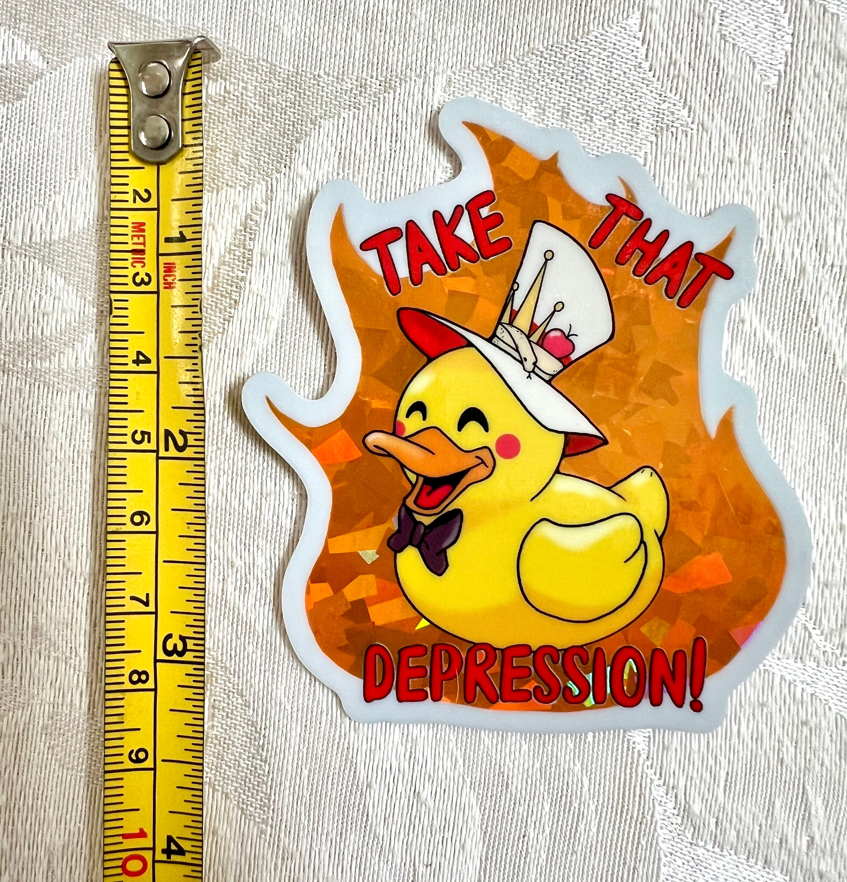 Hazbin Hotel Lucifer Duck take That Depression Prismatic Sticker - Etsy