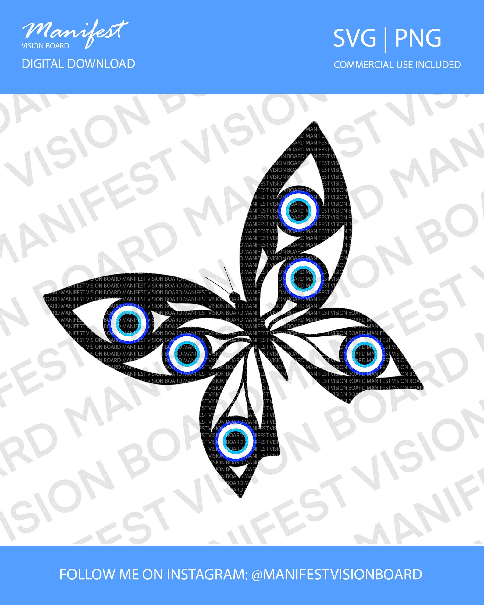 Evil Eye Butterfly SVG PNG Clip Art Illustration Cut File - Etsy Canada