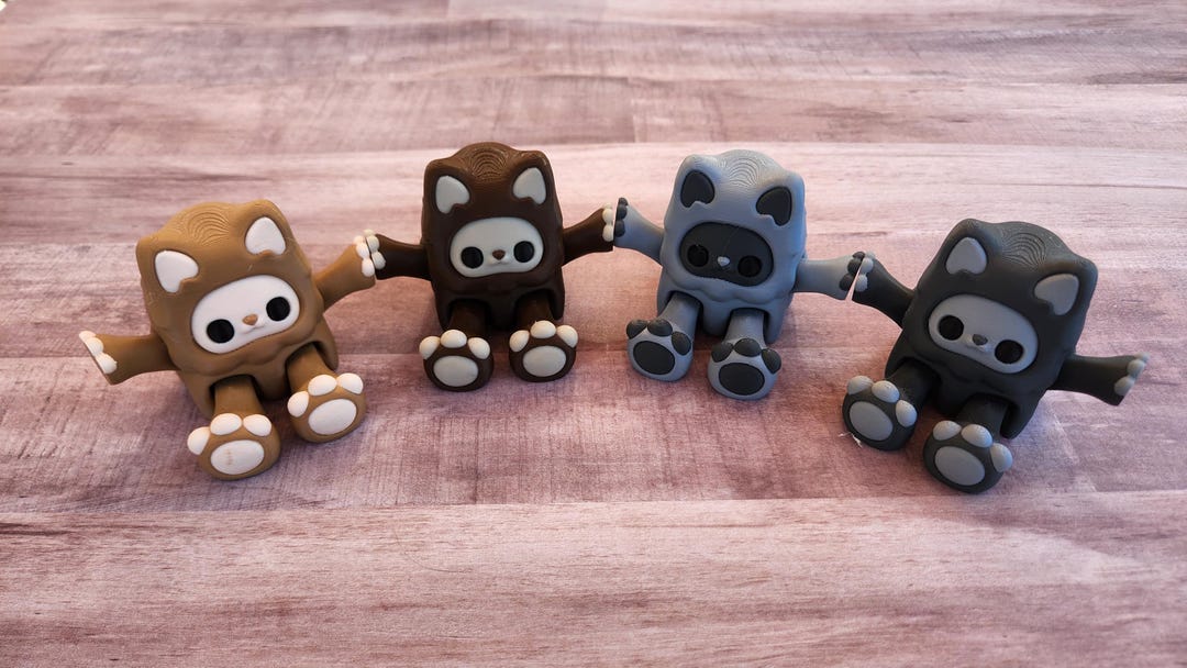 3D Printed Articulated Cat Fidget Figure: Woobu Koneko - Etsy