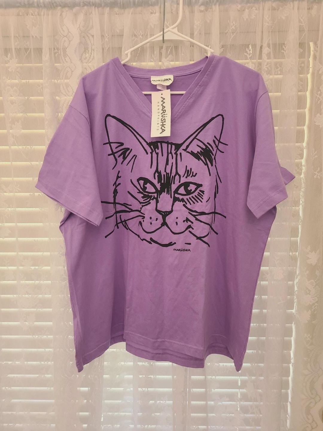 Marushka Handprints Shirt Cat Face Shirt Screen Printed Size 2XL ...