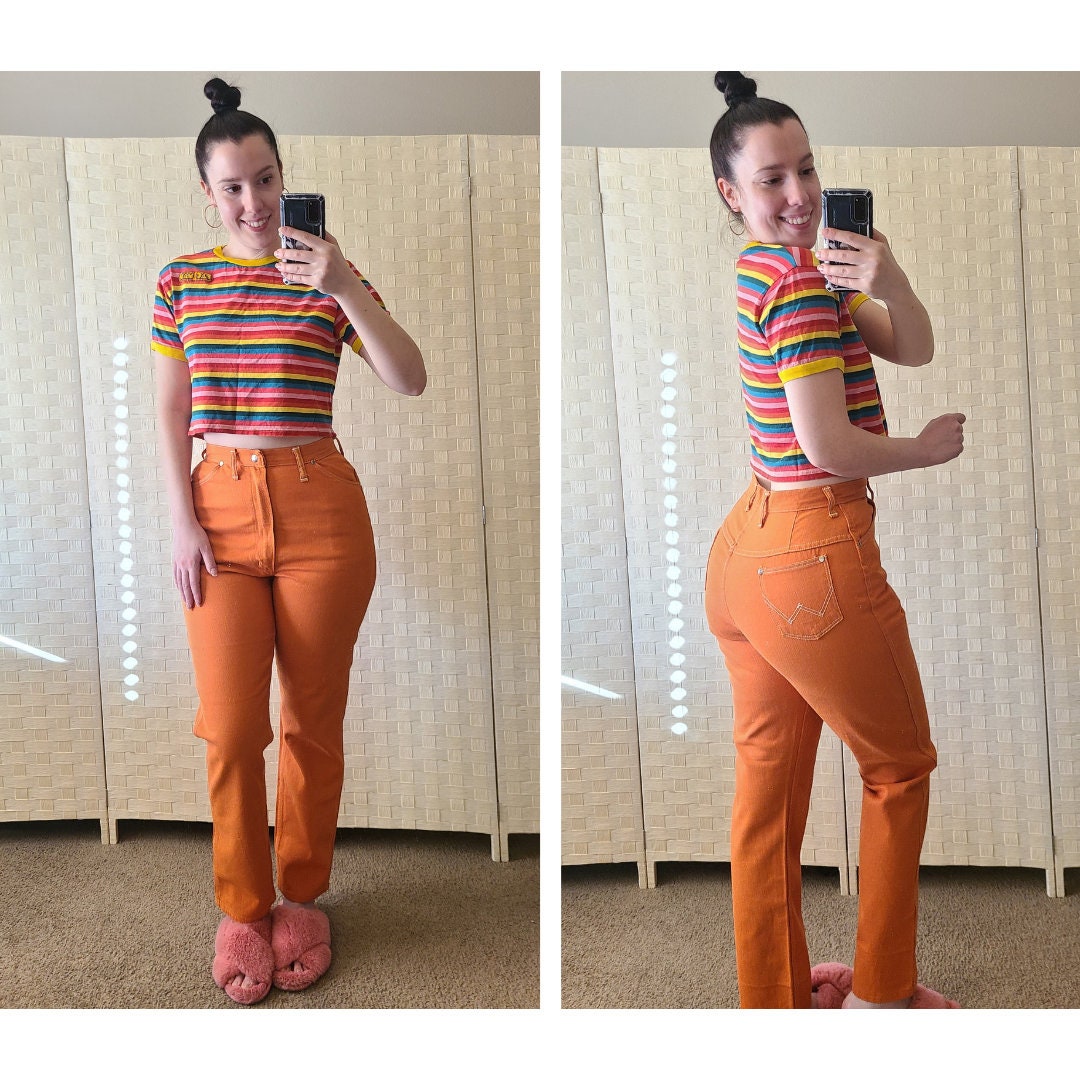 Vintage 1960's Womens Wrangler Jeans Late 60s Orange High - Etsy