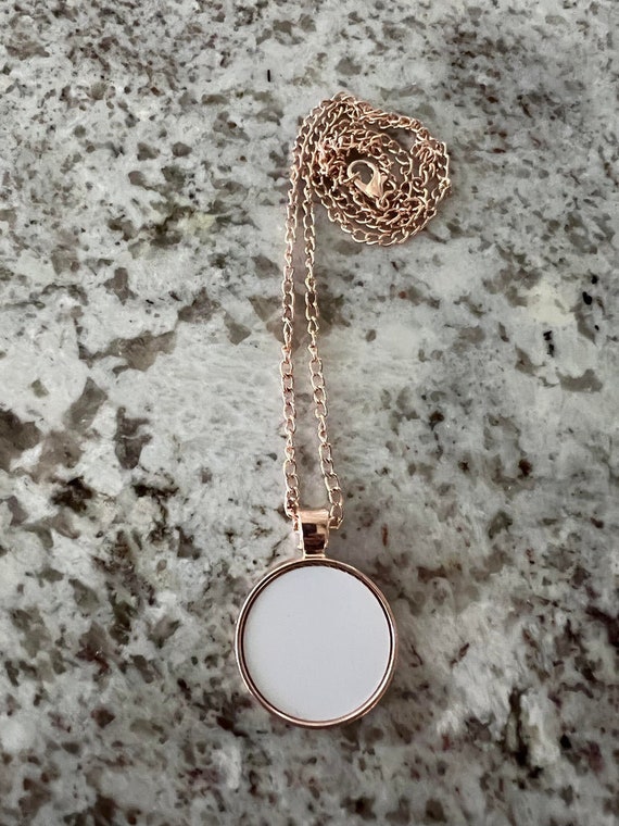 Rose Gold Round Sublimation Necklace | Etsy