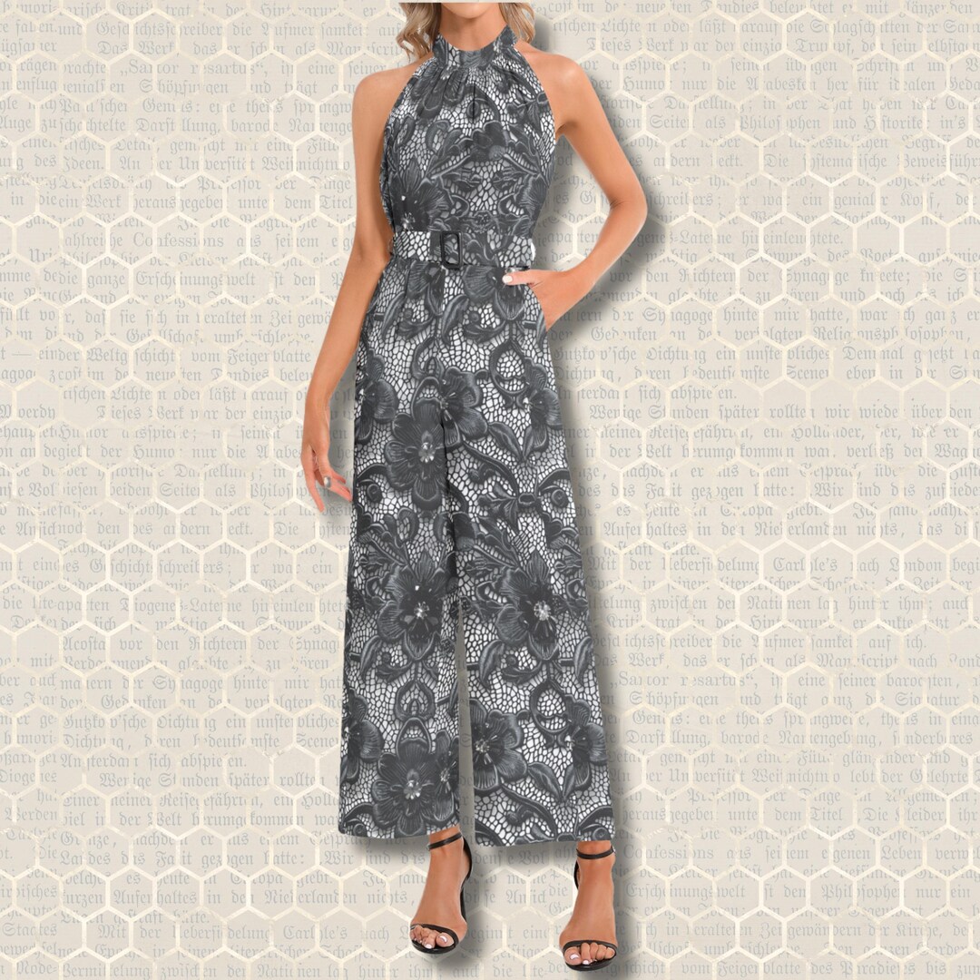 Chic Halter Neck Buckle Belted Jumpsuit - Plus Size Available - Etsy