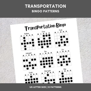 Bingo Patterns | Transportation Bingo | Printable Bingo Games | Bingo ...