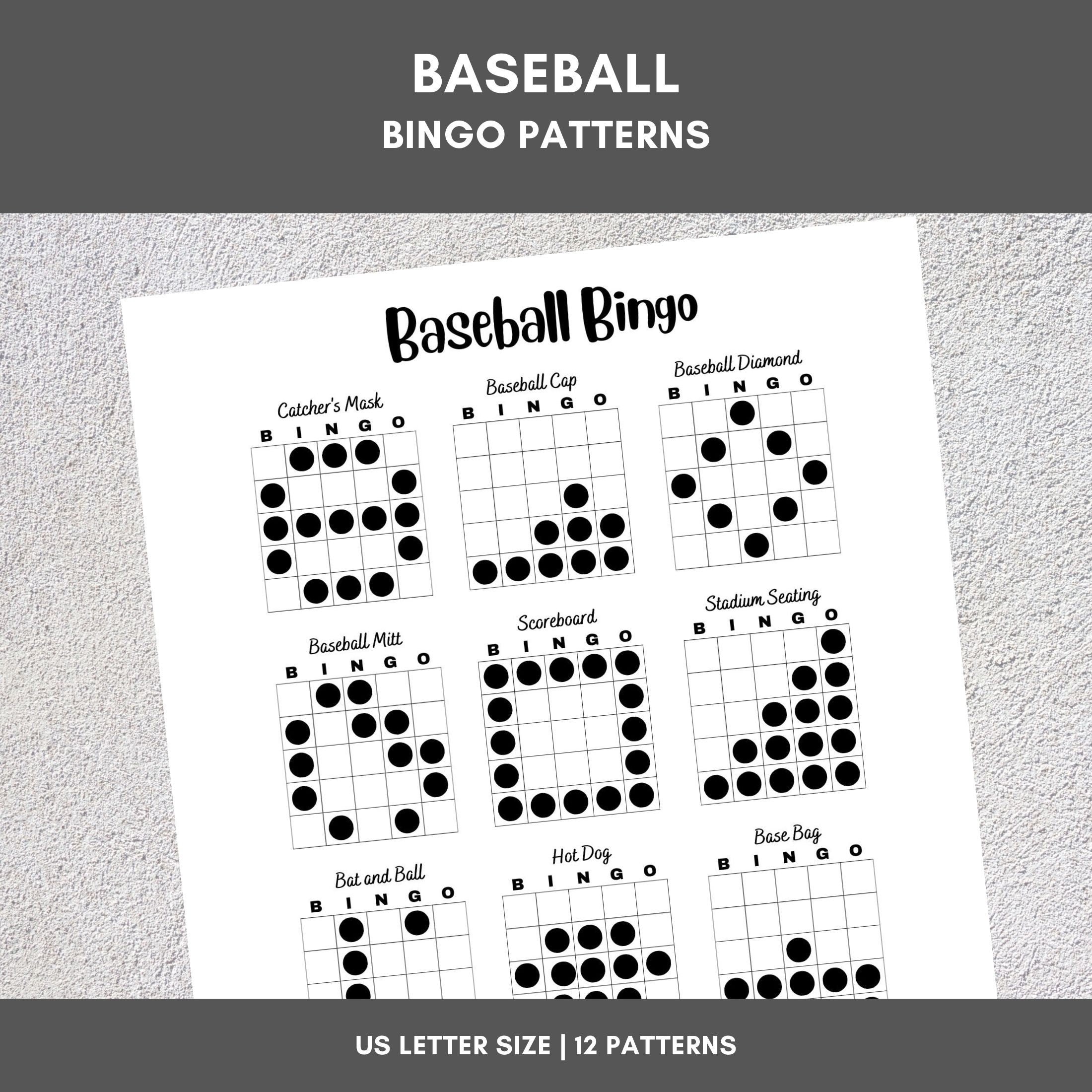 Bingo Patterns | Baseball Bingo | Printable Bingo Games | Bingo Game ...