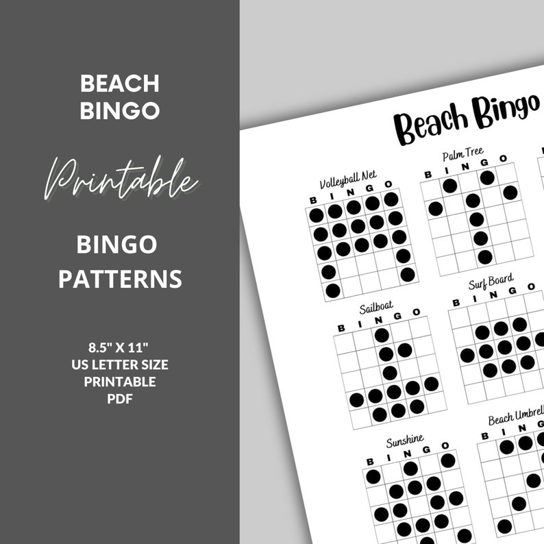 Bingo Patterns | Beach Bingo | Printable Bingo Games | Bingo Game ...