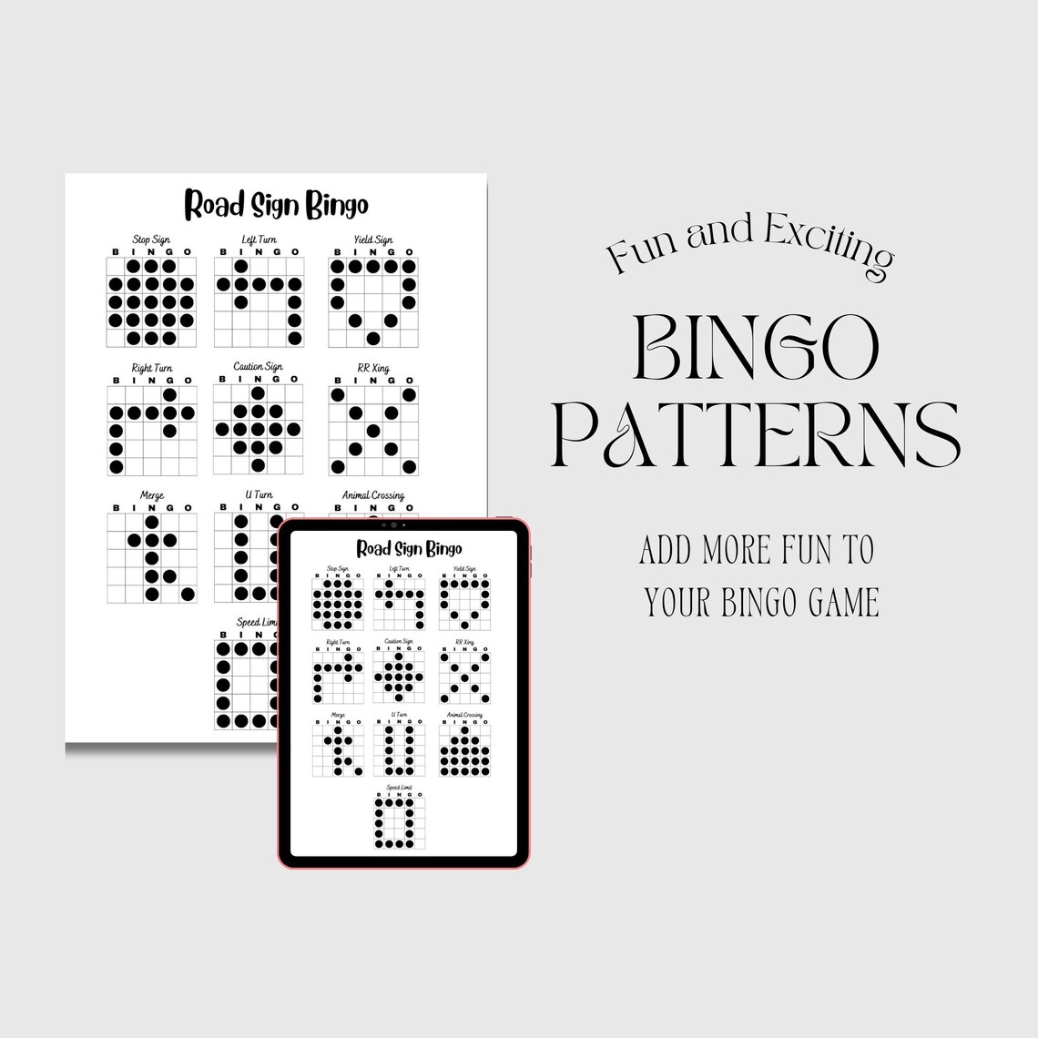 Bingo Patterns Road Sign Bingo Printable Bingo Games Bingo Game ...